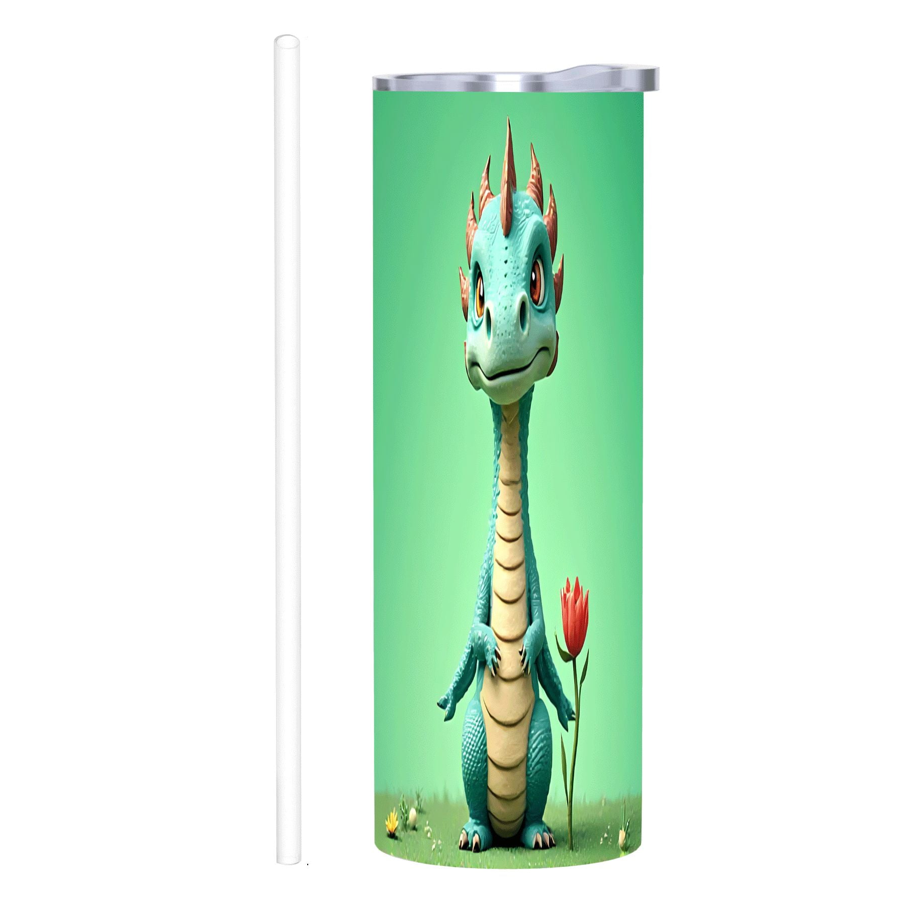 20 oz Stainless Steel Insulated Tumbler - Cartoon Dragon Design with ...