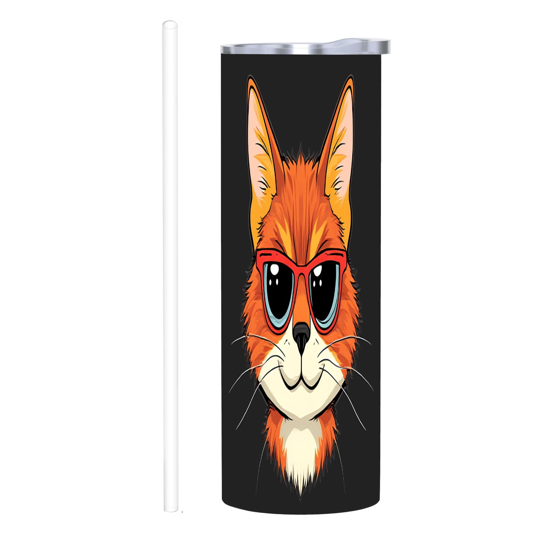 20 oz Stainless Steel Insulated Tumbler - Cartoon Fox with Red ...