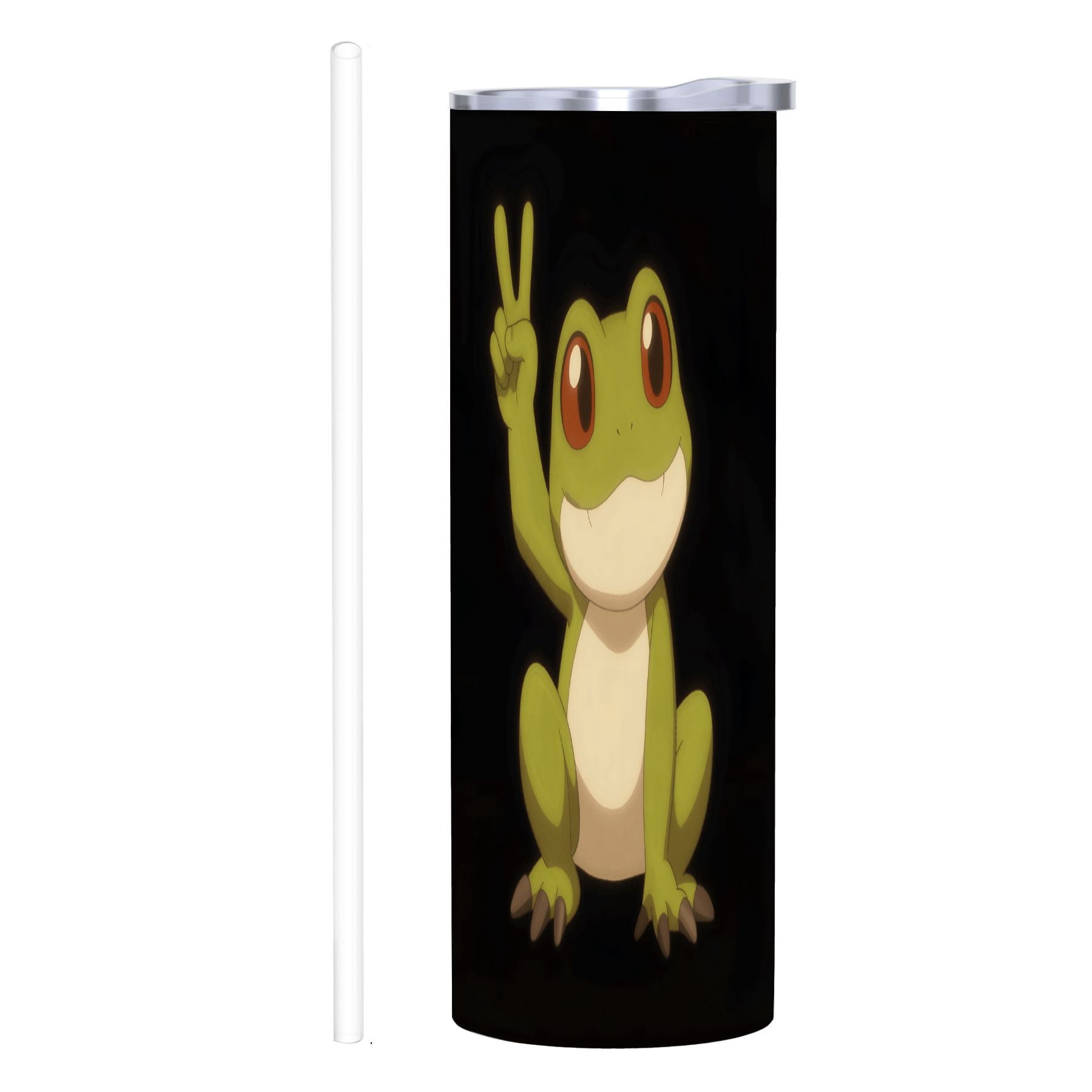 20 oz Stainless Steel Insulated Tumbler - Cartoon Frog Design Peace ...