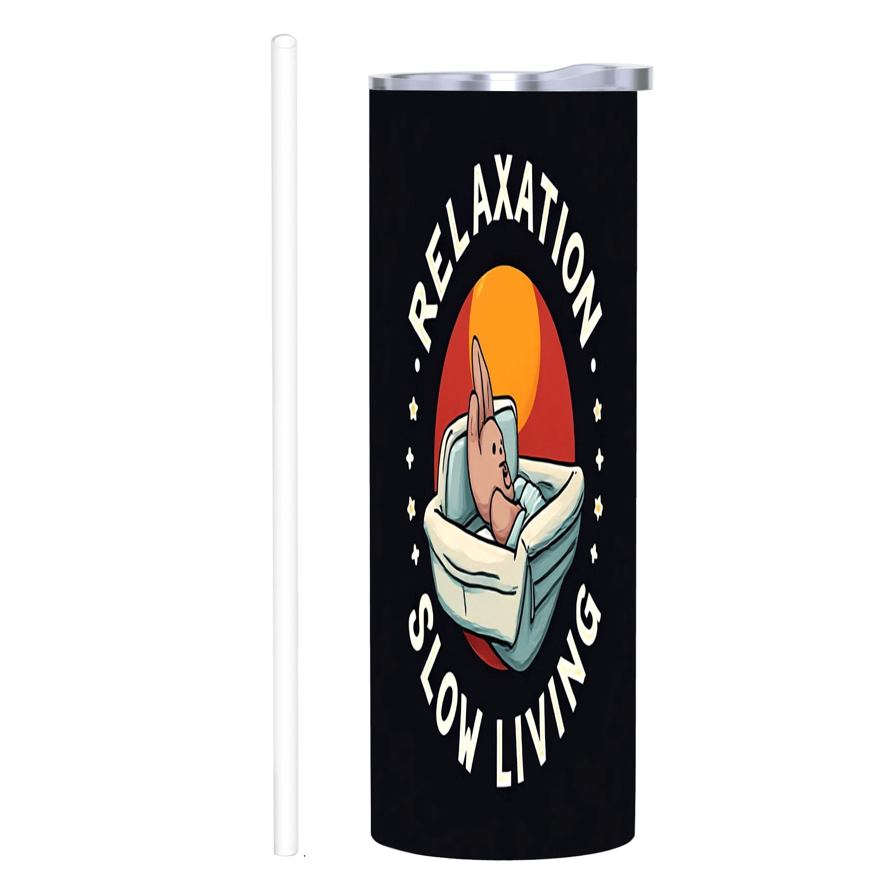 20 oz Stainless Steel Insulated Tumbler - Cartoon Rabbit Relaxation ...