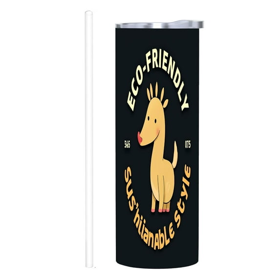 20 oz Stainless Steel Insulated Tumbler - Cartoon Reindeer Design Eco ...