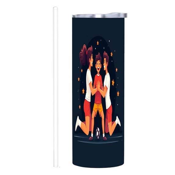 20 oz Stainless Steel Insulated Tumbler - Cartoon Soccer Celebration ...