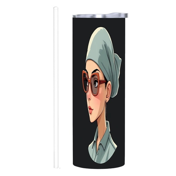 20 oz Stainless Steel Insulated Tumbler - Cartoon Woman Design with ...