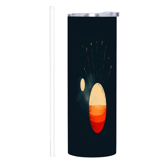 20 oz Stainless Steel Insulated Tumbler - Celestial Design with Orange ...