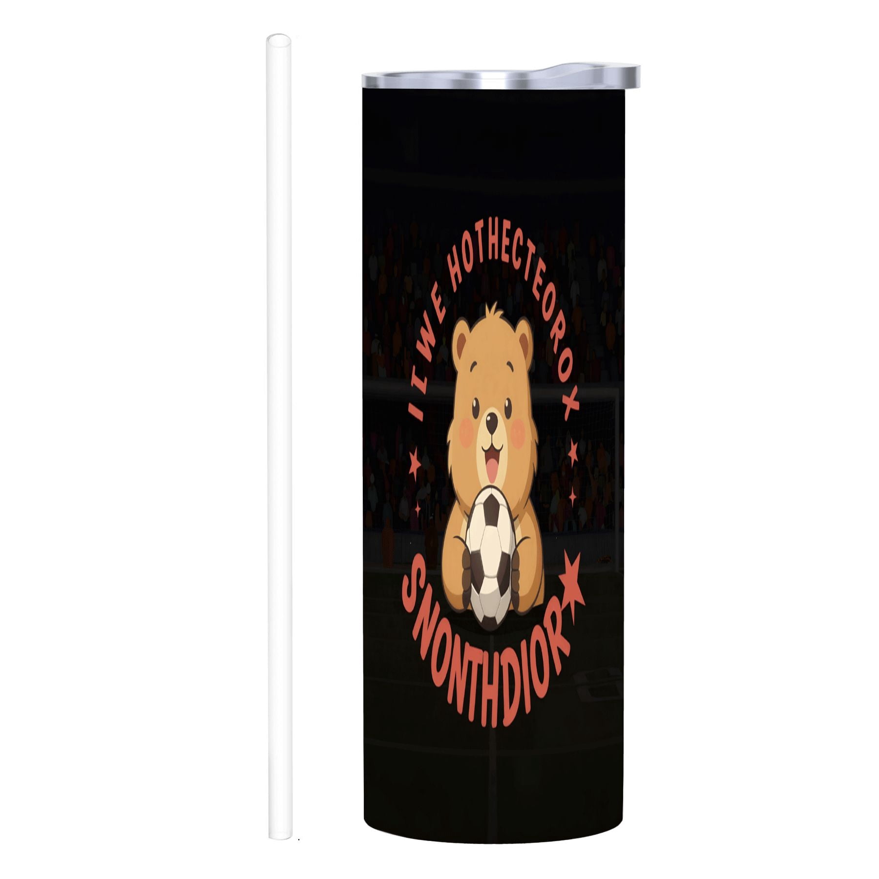 20 oz Stainless Steel Insulated Tumbler - Cheerful Cartoon Bear with ...