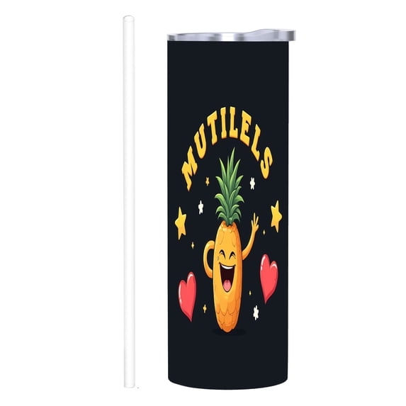 20 oz Stainless Steel Insulated Tumbler - Cheerful Cartoon Pineapple ...