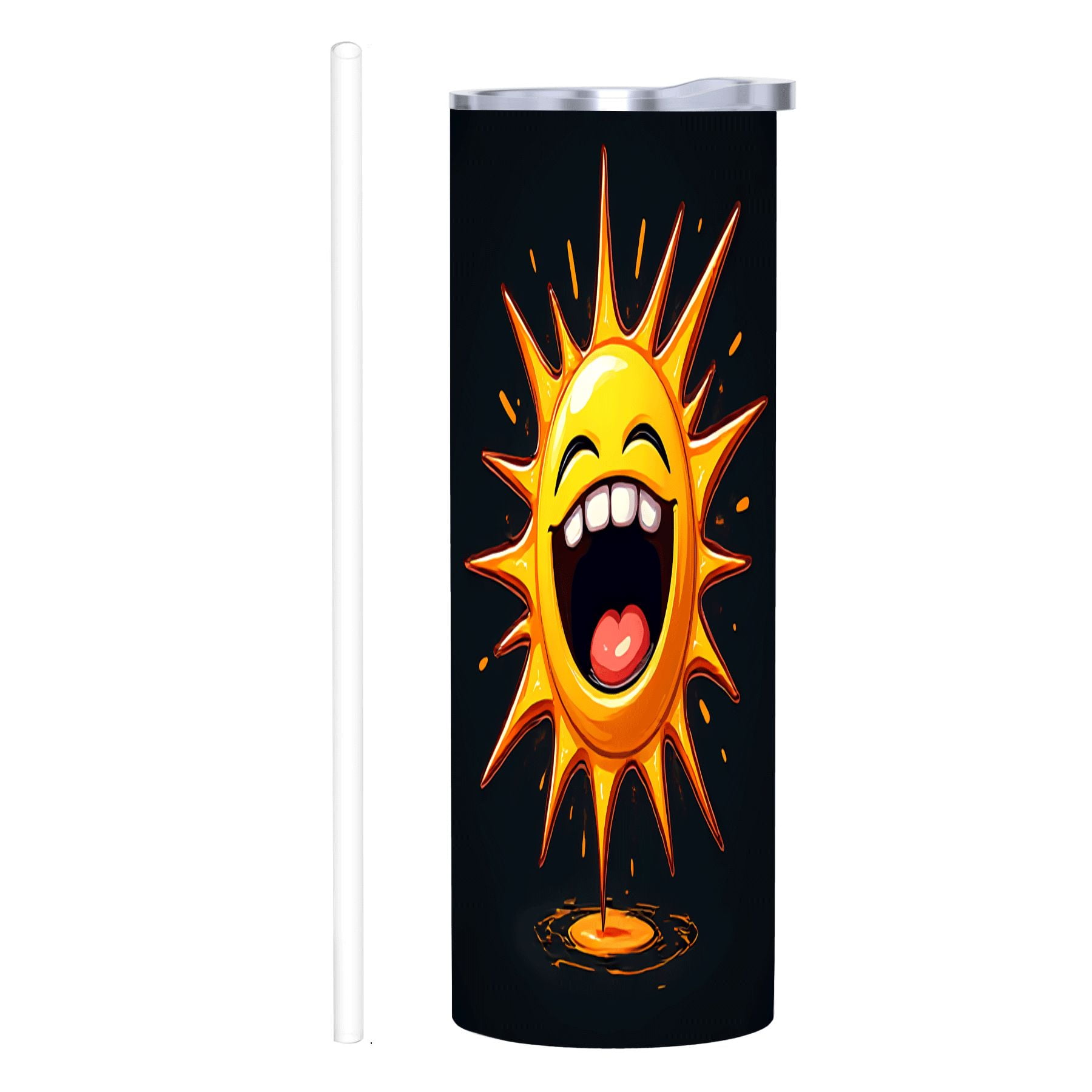 20 oz Stainless Steel Insulated Tumbler - Cheerful Cartoon Sun Design ...