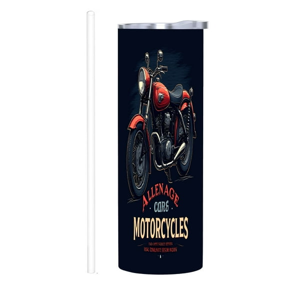 20 oz Stainless Steel Insulated Tumbler - Classic Red Motorcycle Design ...