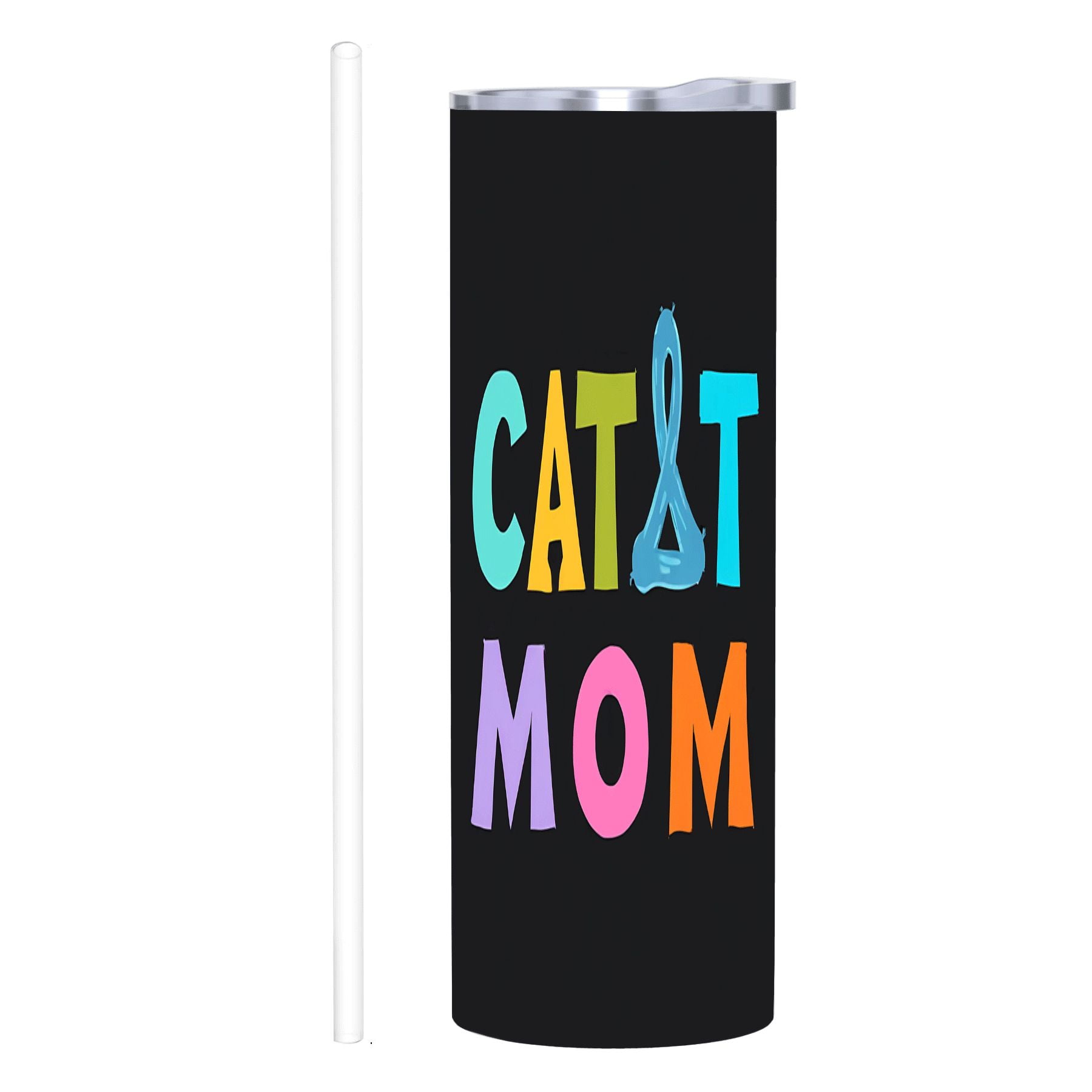 20 oz Stainless Steel Insulated Tumbler - Colorful ' CAT & MOM ' Design ...