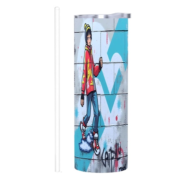 20 oz Stainless Steel Insulated Tumbler - Colorful Cartoon Mural Urban ...