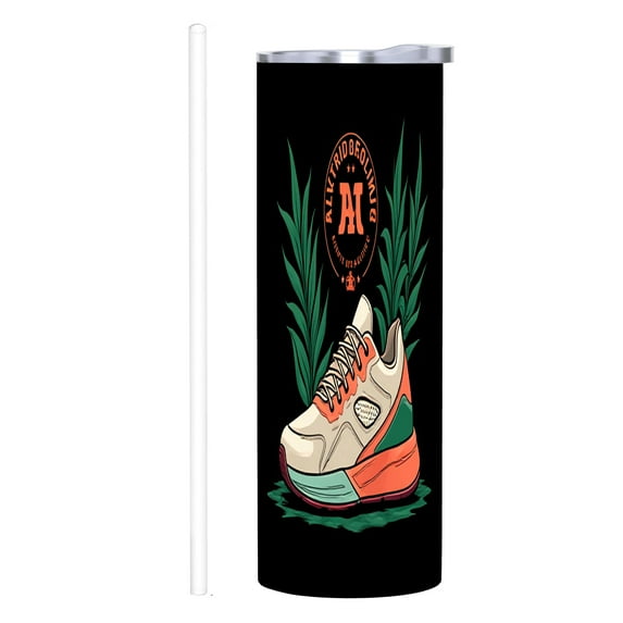 20 oz Stainless Steel Insulated Tumbler - Colorful Design with Green ...