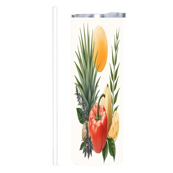 20 oz Stainless Steel Insulated Tumbler - Colorful Fruit & Plant Design ...