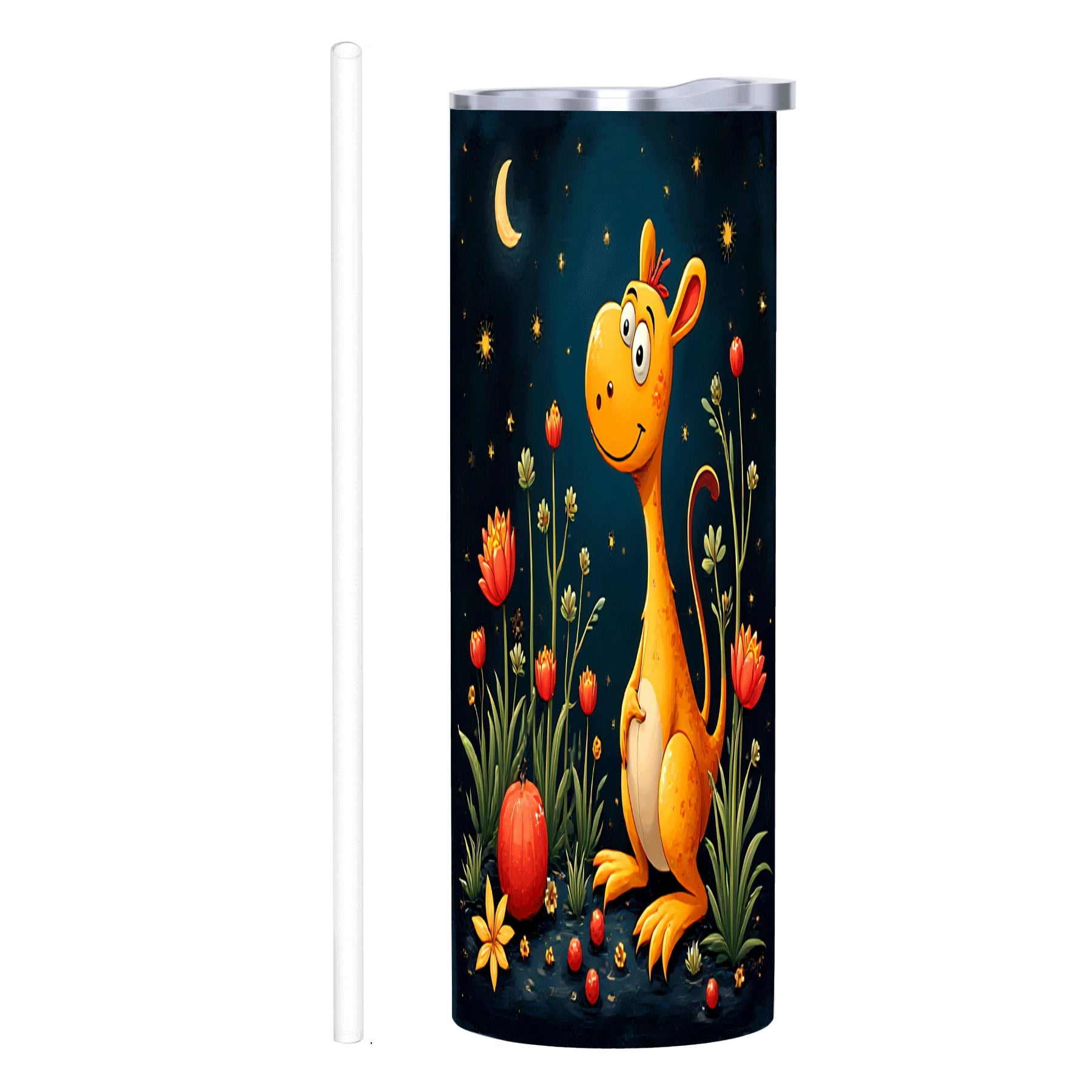 20 oz Stainless Steel Insulated Tumbler - Colorful Giraffe Design with ...