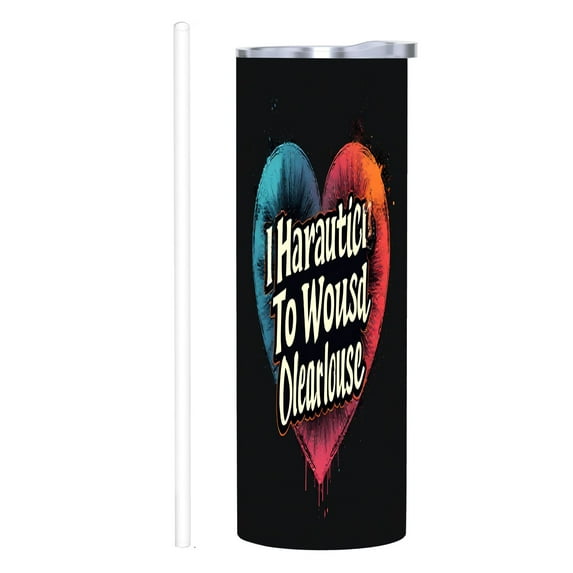 20 oz Stainless Steel Insulated Tumbler - Colorful Heart Design with ...