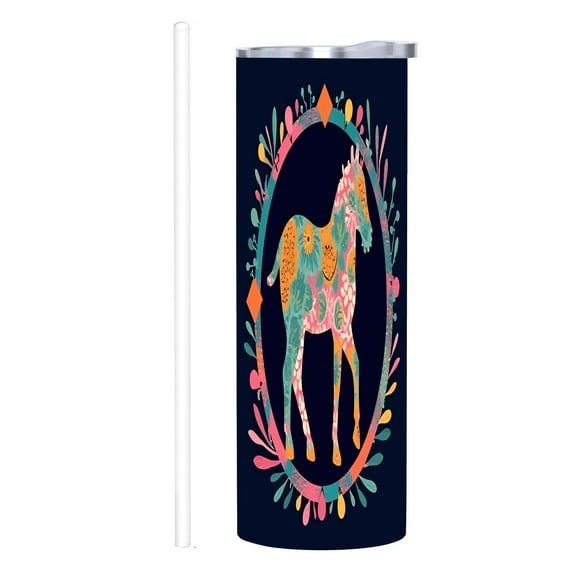 20 oz Stainless Steel Insulated Tumbler - Colorful Horse & Floral ...