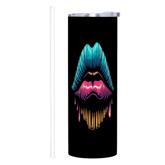 20 oz Stainless Steel Insulated Tumbler - Colorful Lips Design with ...