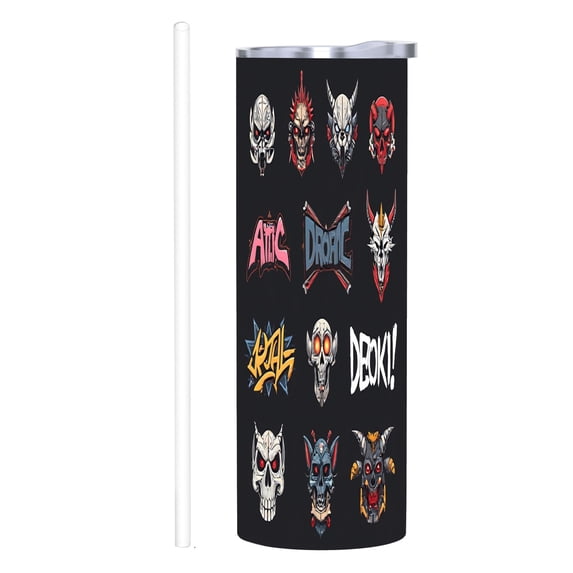 20 oz Stainless Steel Insulated Tumbler - Colorful Mask Pattern ' DRAG ...