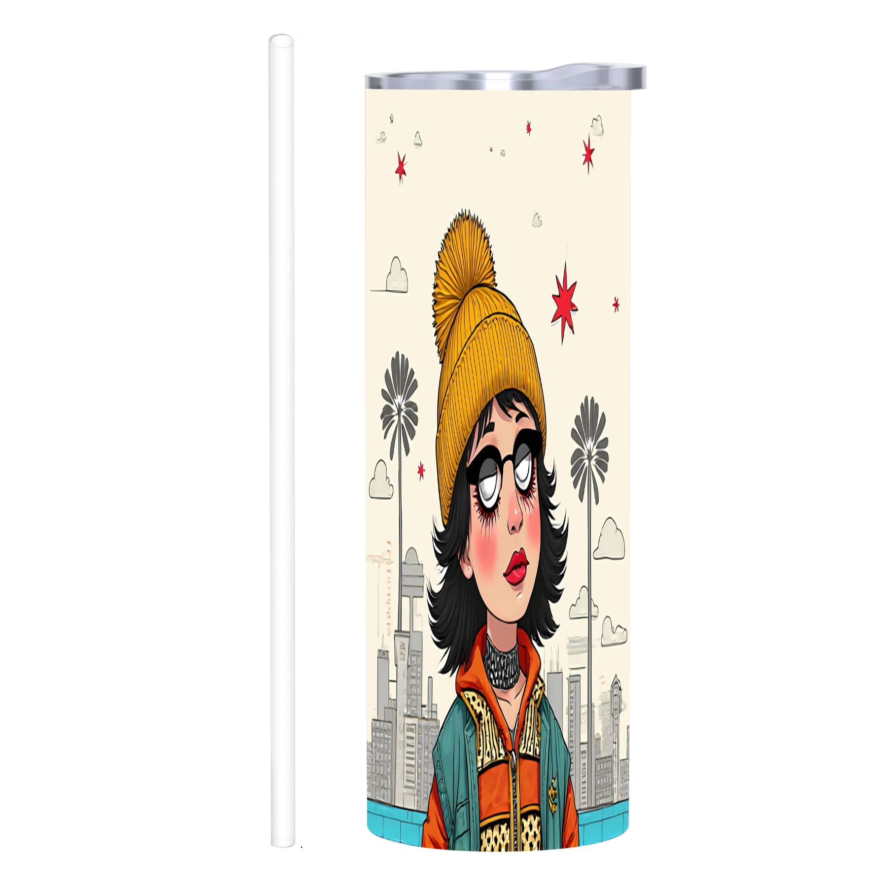 20 oz Stainless Steel Insulated Tumbler - Colorful Person Design Palm ...