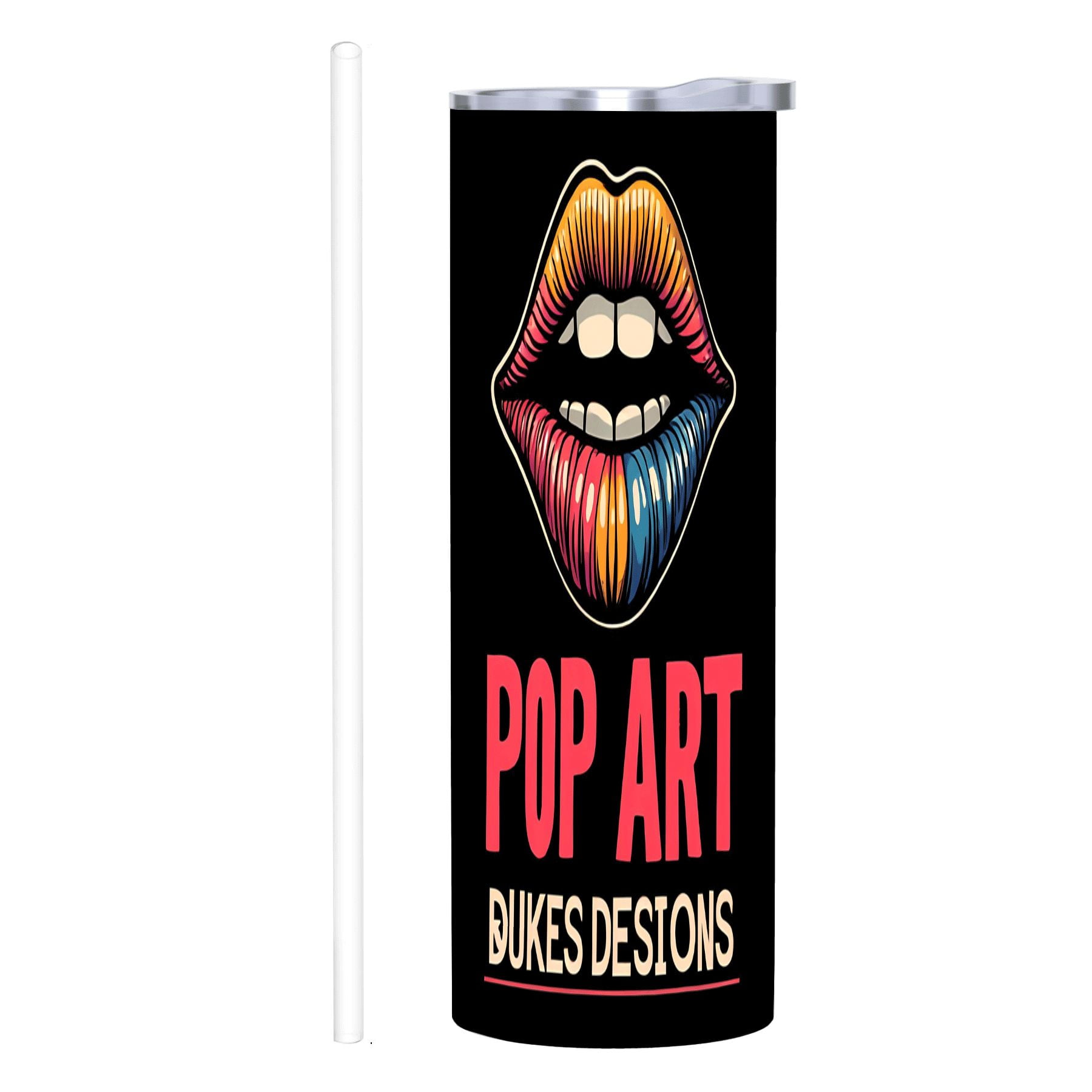 20 oz Stainless Steel Insulated Tumbler - Colorful Pop Art Lips Design ...