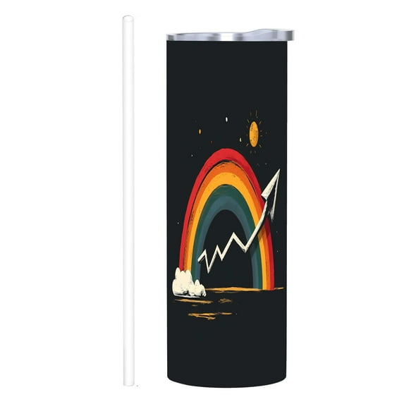 20 oz Stainless Steel Insulated Tumbler - Colorful Rainbow Design with ...