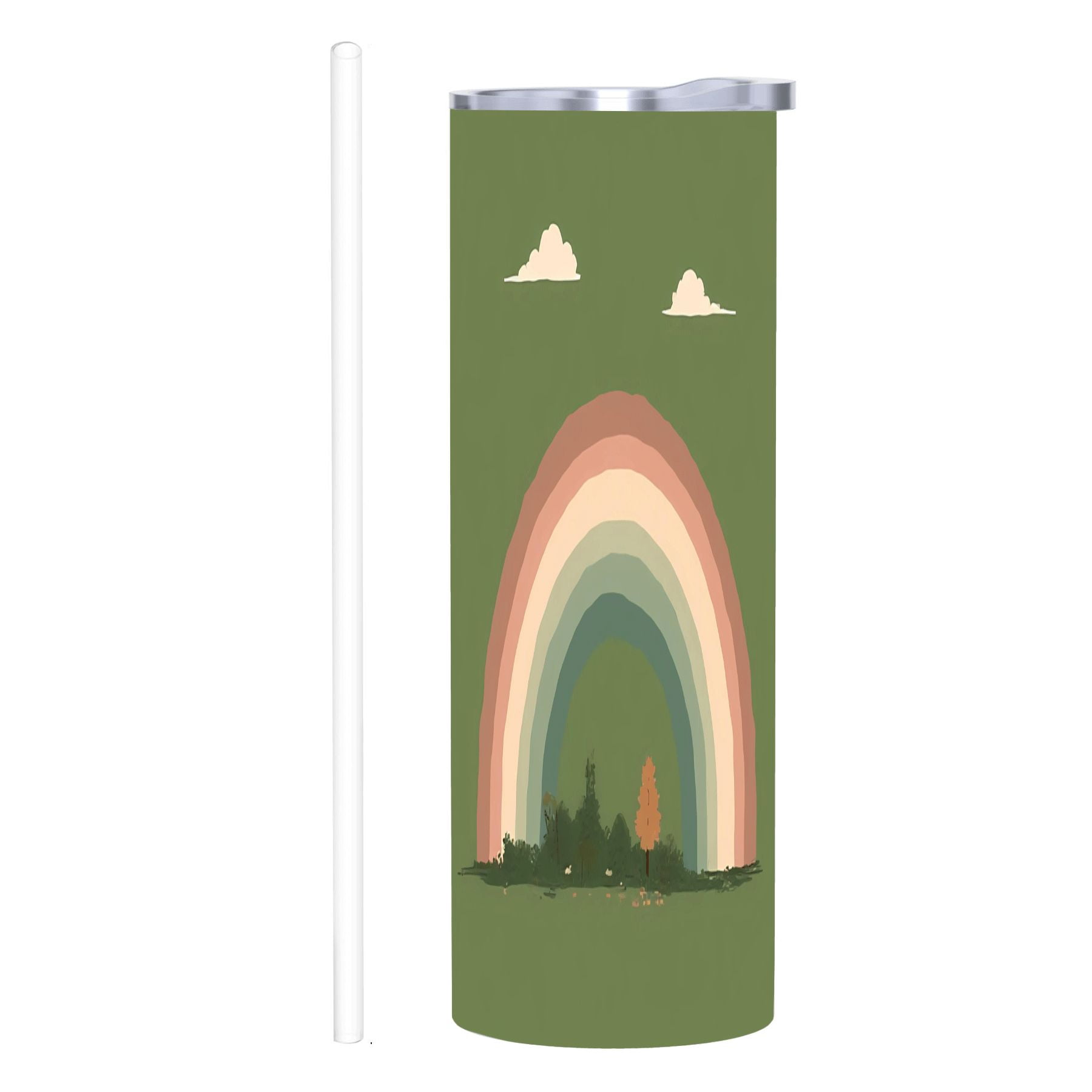 20 oz Stainless Steel Insulated Tumbler - Colorful Rainbow Design with ...