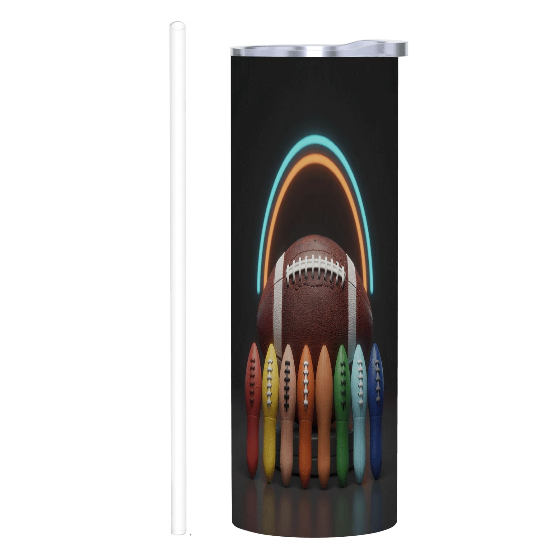 20 oz Stainless Steel Insulated Tumbler - Colorful Rainbow & Football ...