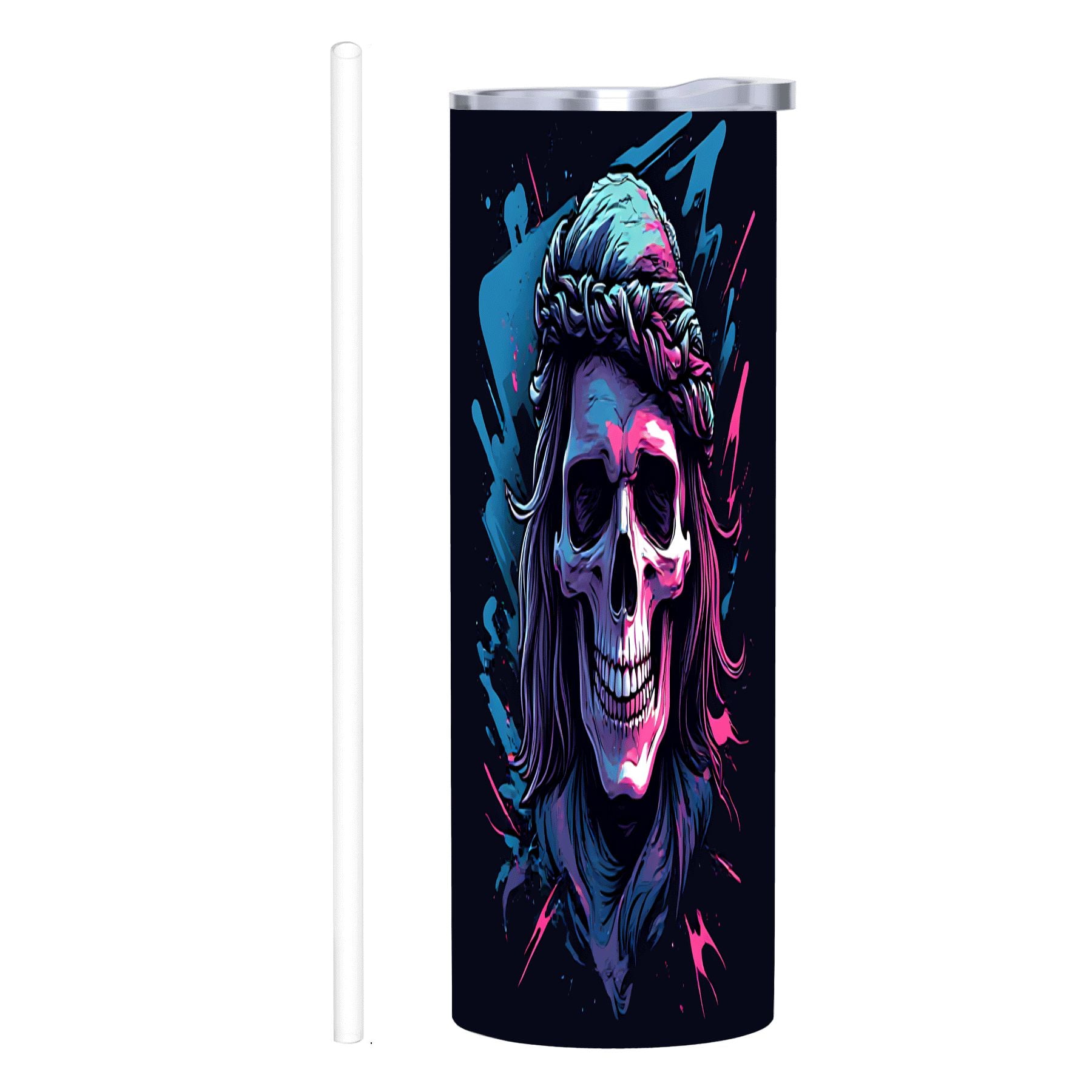 20 oz Stainless Steel Insulated Tumbler - Colorful Skull Crown Design ...