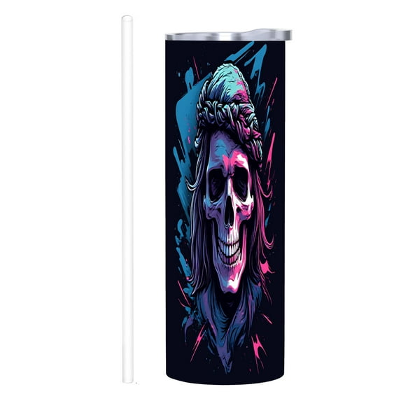 20 oz Stainless Steel Insulated Tumbler - Colorful Skull Crown Design ...