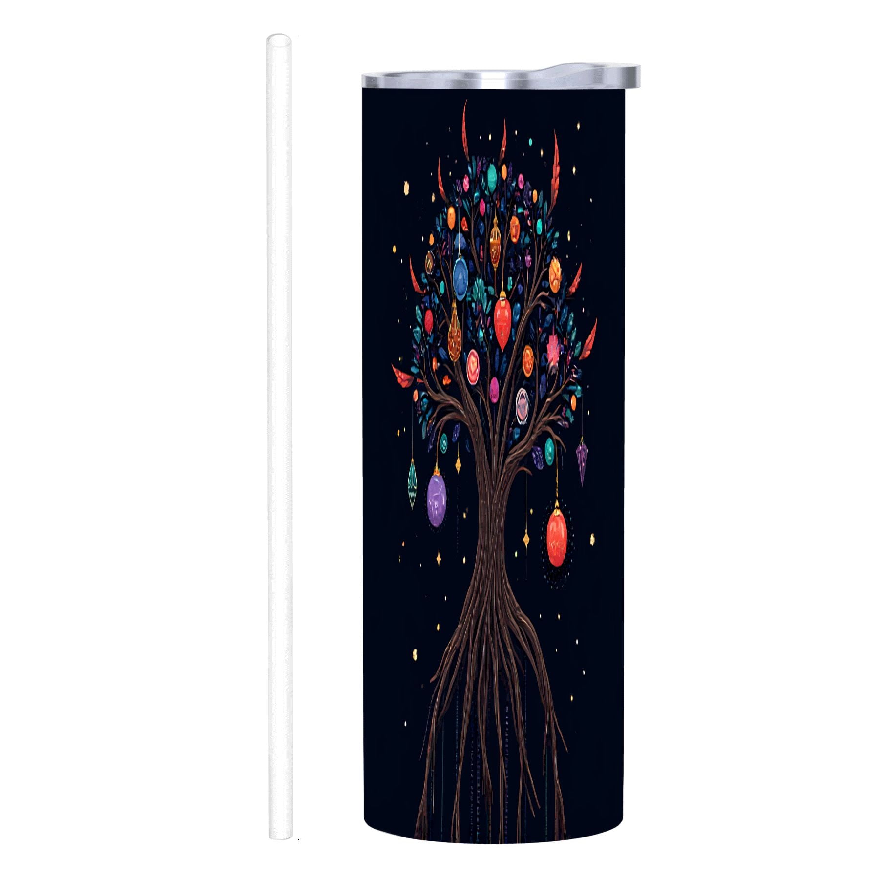 20 oz Stainless Steel Insulated Tumbler - Colorful Tree Design with ...