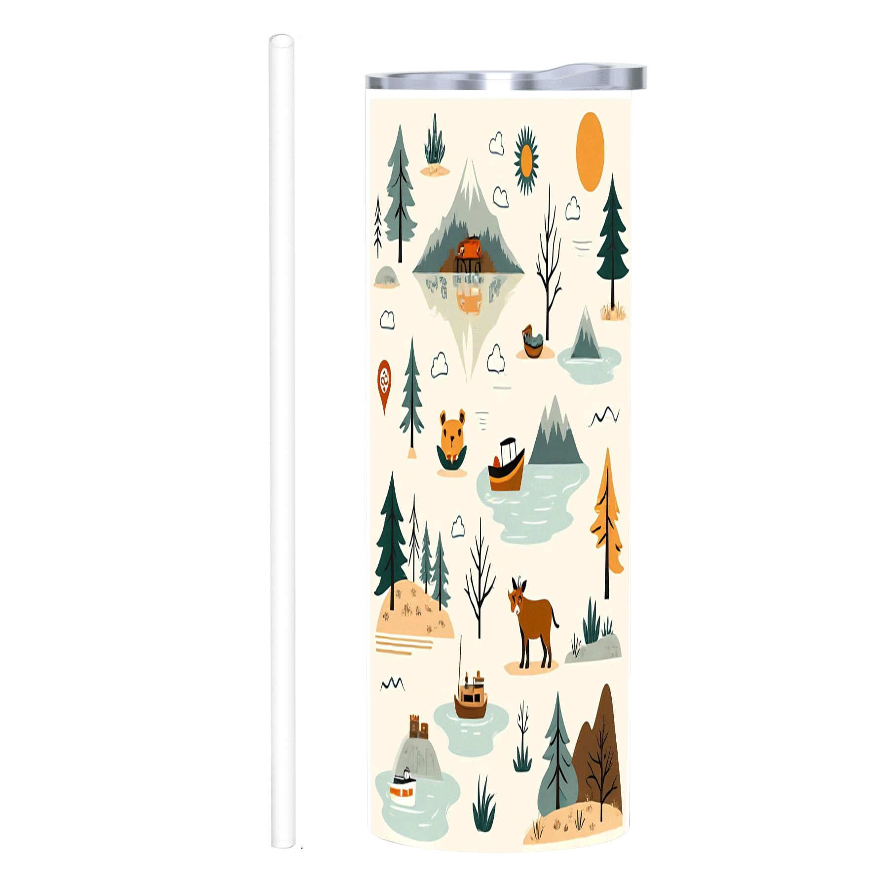 20 oz Stainless Steel Insulated Tumbler - Colorful Whimsical Forest ...