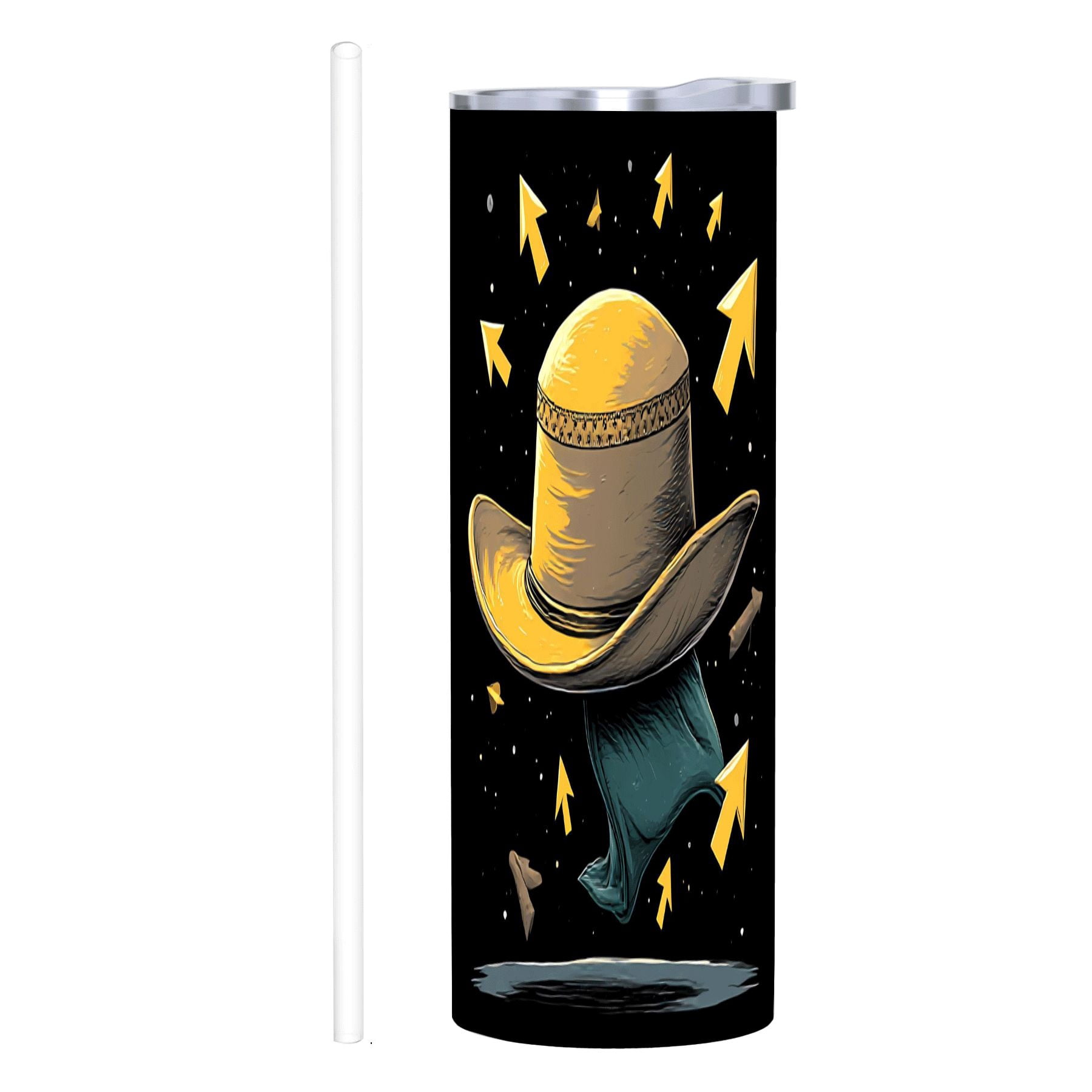 20 oz Stainless Steel Insulated Tumbler - Cowboy Hat Design with Yellow ...