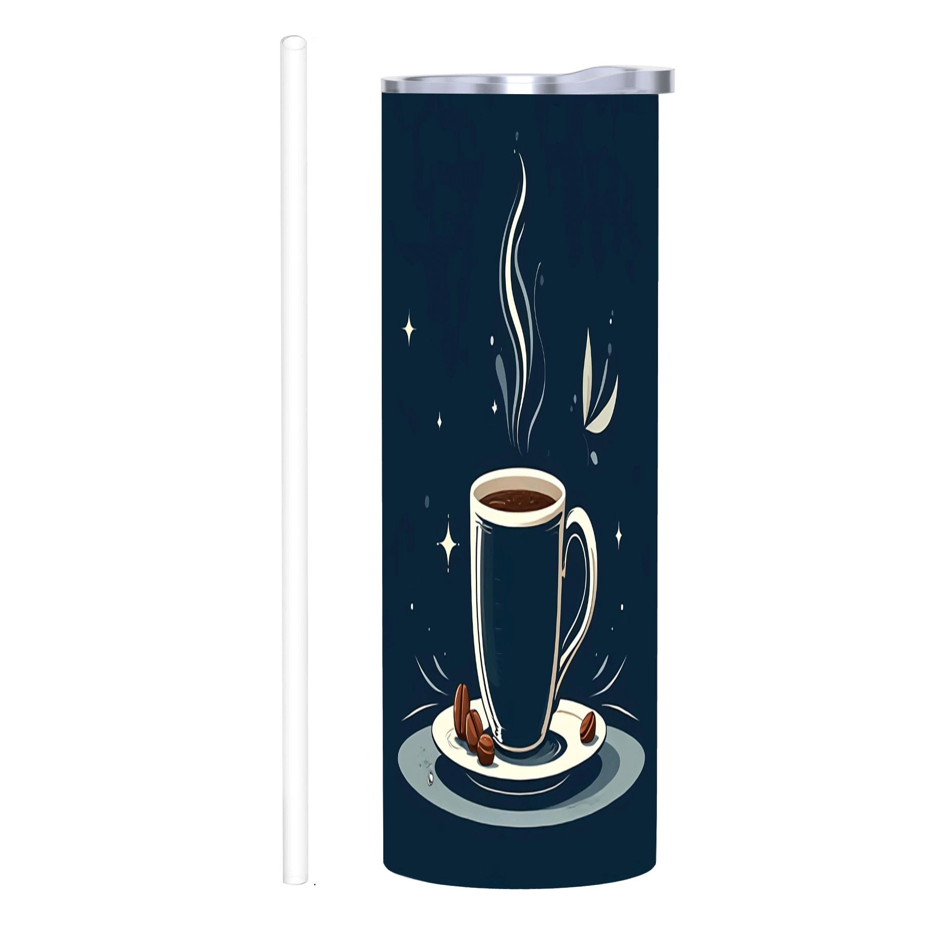 20 oz Stainless Steel Insulated Tumbler - Cozy Dark Blue Coffee Mug ...
