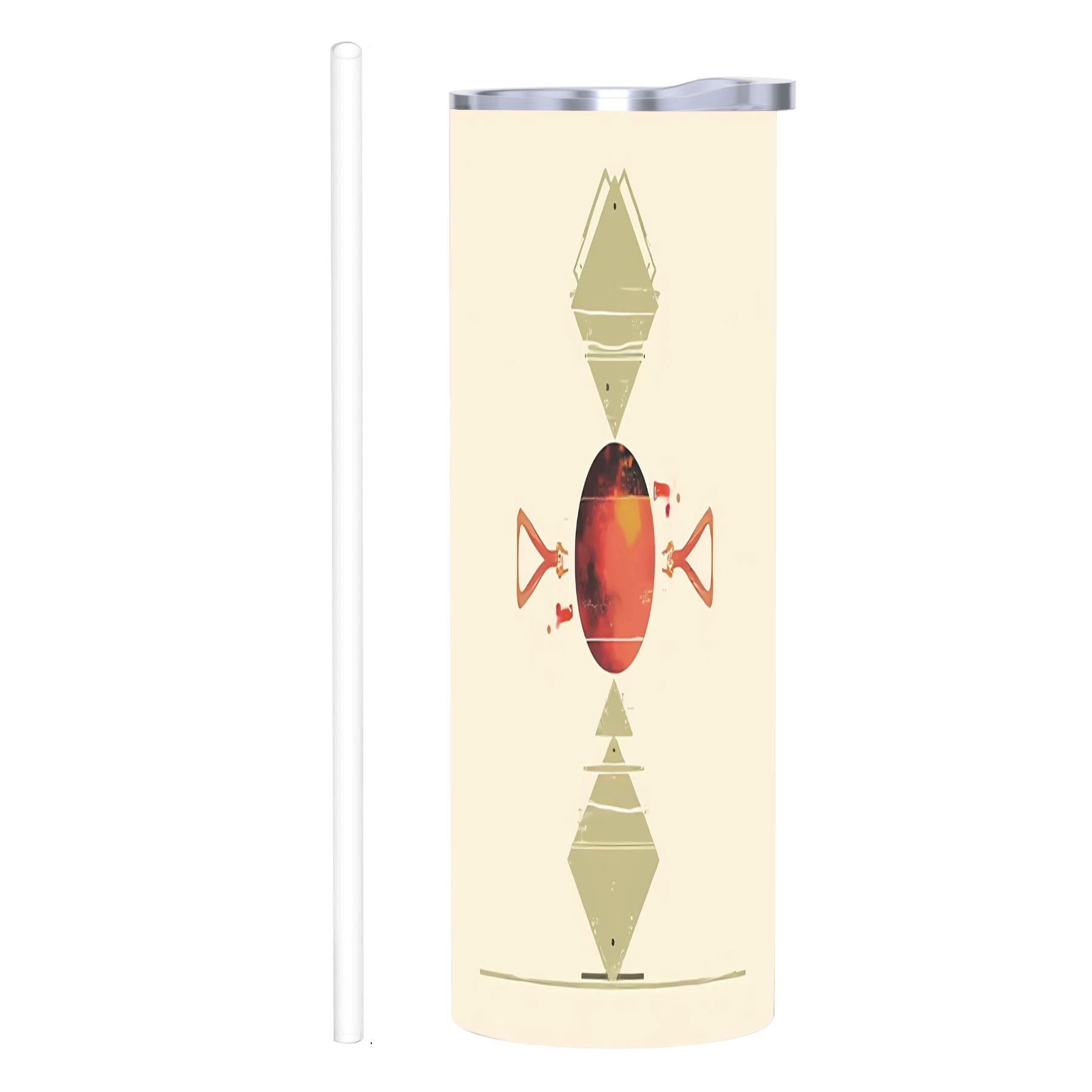 20 oz Stainless Steel Insulated Tumbler - Cream with Elegant Red & Gold ...