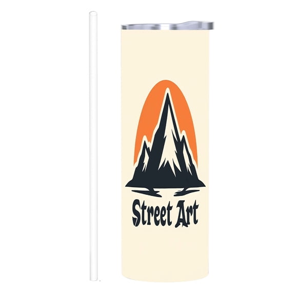 20 oz Stainless Steel Insulated Tumbler - Cream with Mountain Orange ...