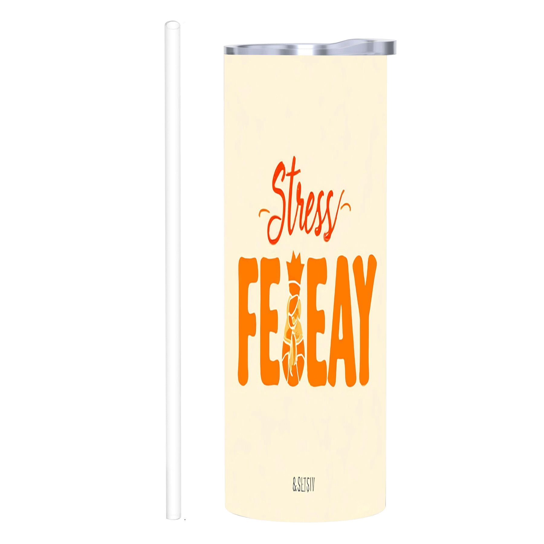 20 oz Stainless Steel Insulated Tumbler - Cream with ' Stress FE&EAY ...