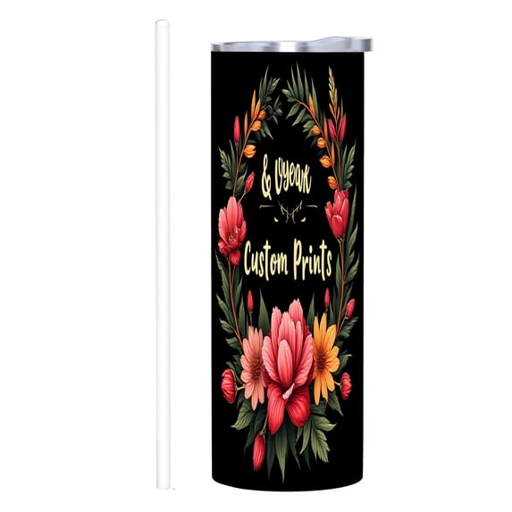 20 oz Stainless Steel Insulated Tumbler - Custom Floral Design with ...