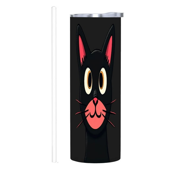 20 oz Stainless Steel Insulated Tumbler - Cute Black Cat Design with ...