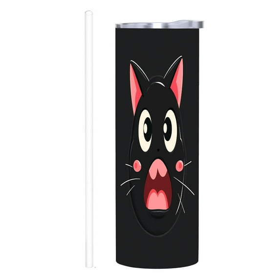 20 oz Stainless Steel Insulated Tumbler - Cute Black Cat Design with ...