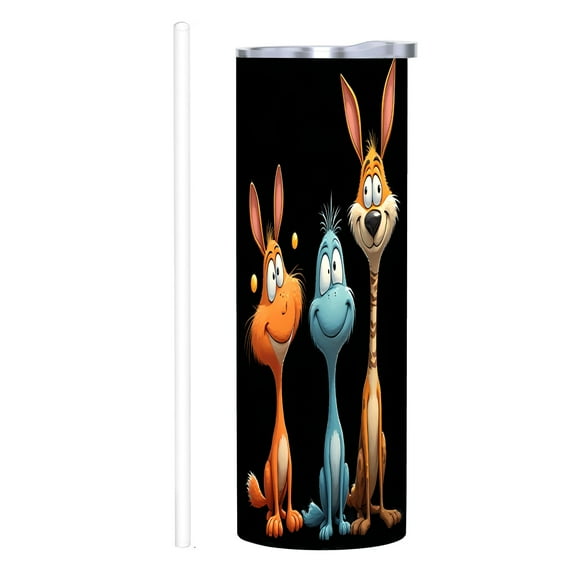 20 oz Stainless Steel Insulated Tumbler - Cute Cartoon Animals: Orange ...