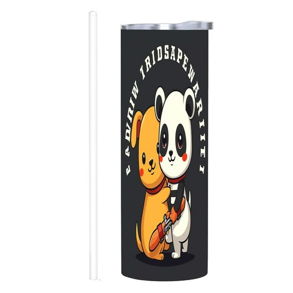 20 oz Stainless Steel Insulated Tumbler - Cute Cartoon Bear & Panda ...