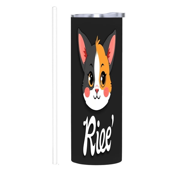 20 oz Stainless Steel Insulated Tumbler - Cute Cartoon Cat Design with ...