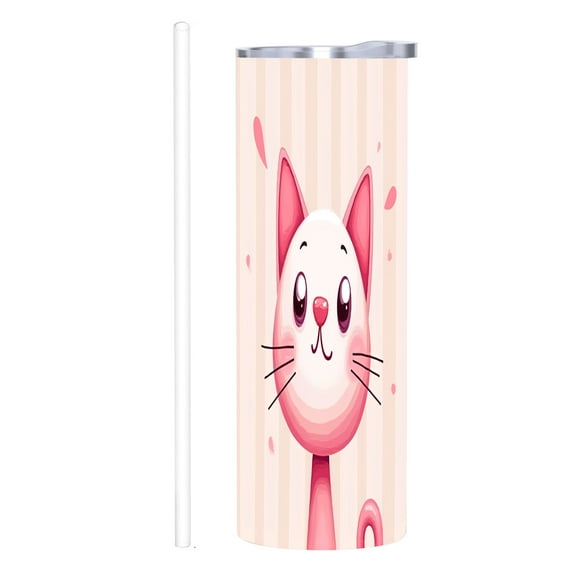 20 oz Stainless Steel Insulated Tumbler - Cute Cartoon Cat Design with ...
