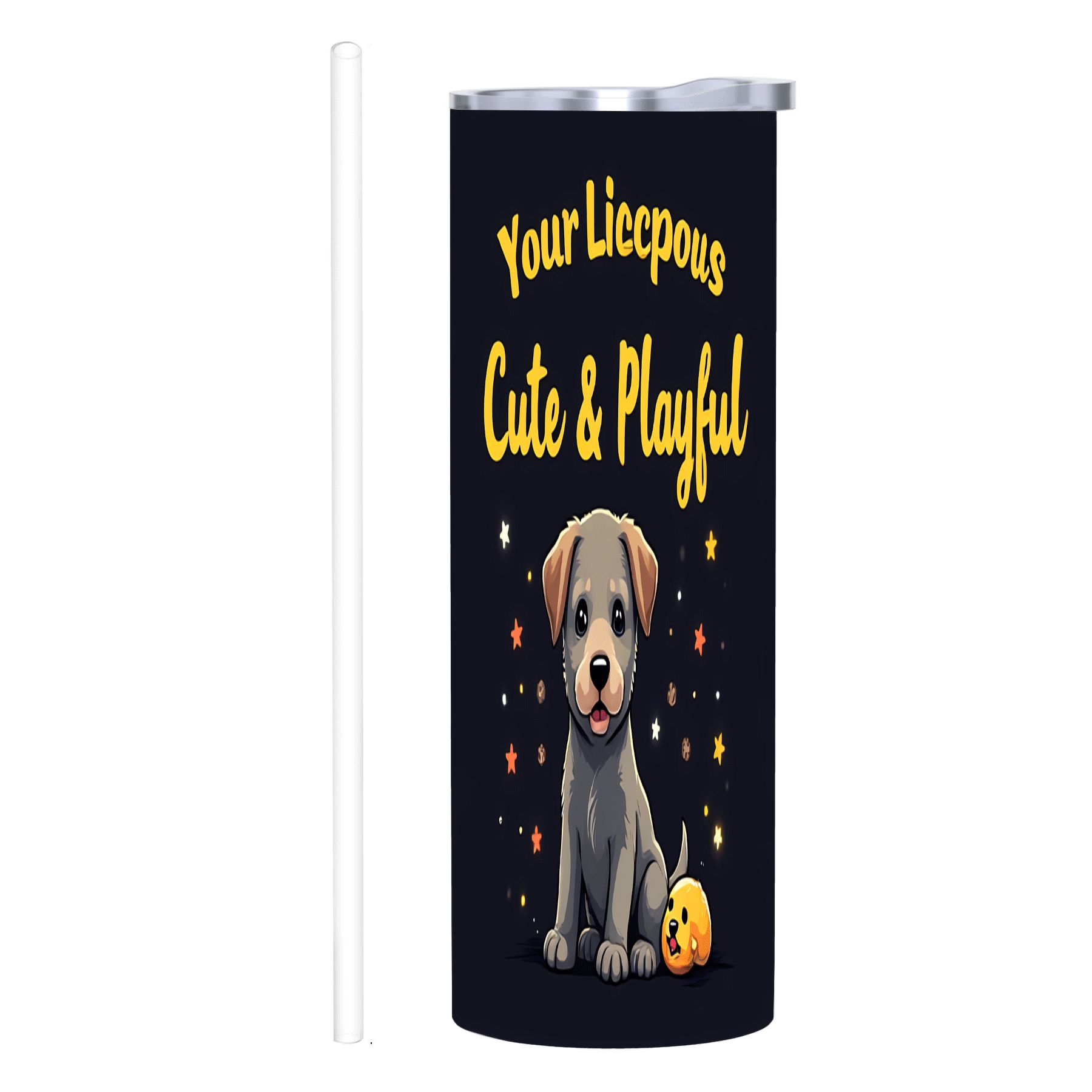 20 oz Stainless Steel Insulated Tumbler - Cute Cartoon Dog & Stars ...