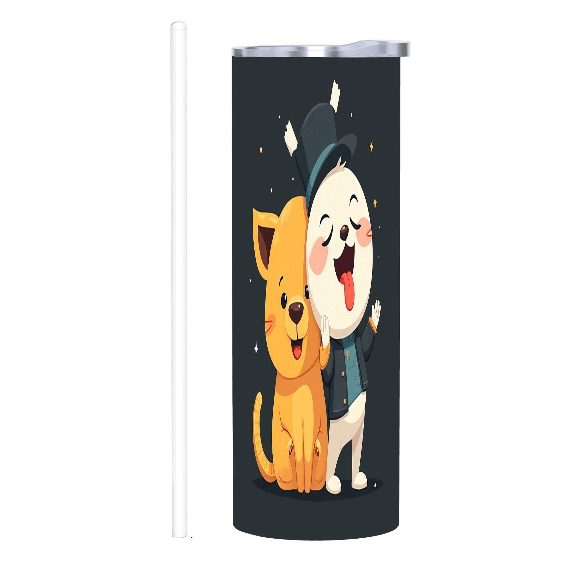 20 oz Stainless Steel Insulated Tumbler - Cute Dog & Panda Design with ...