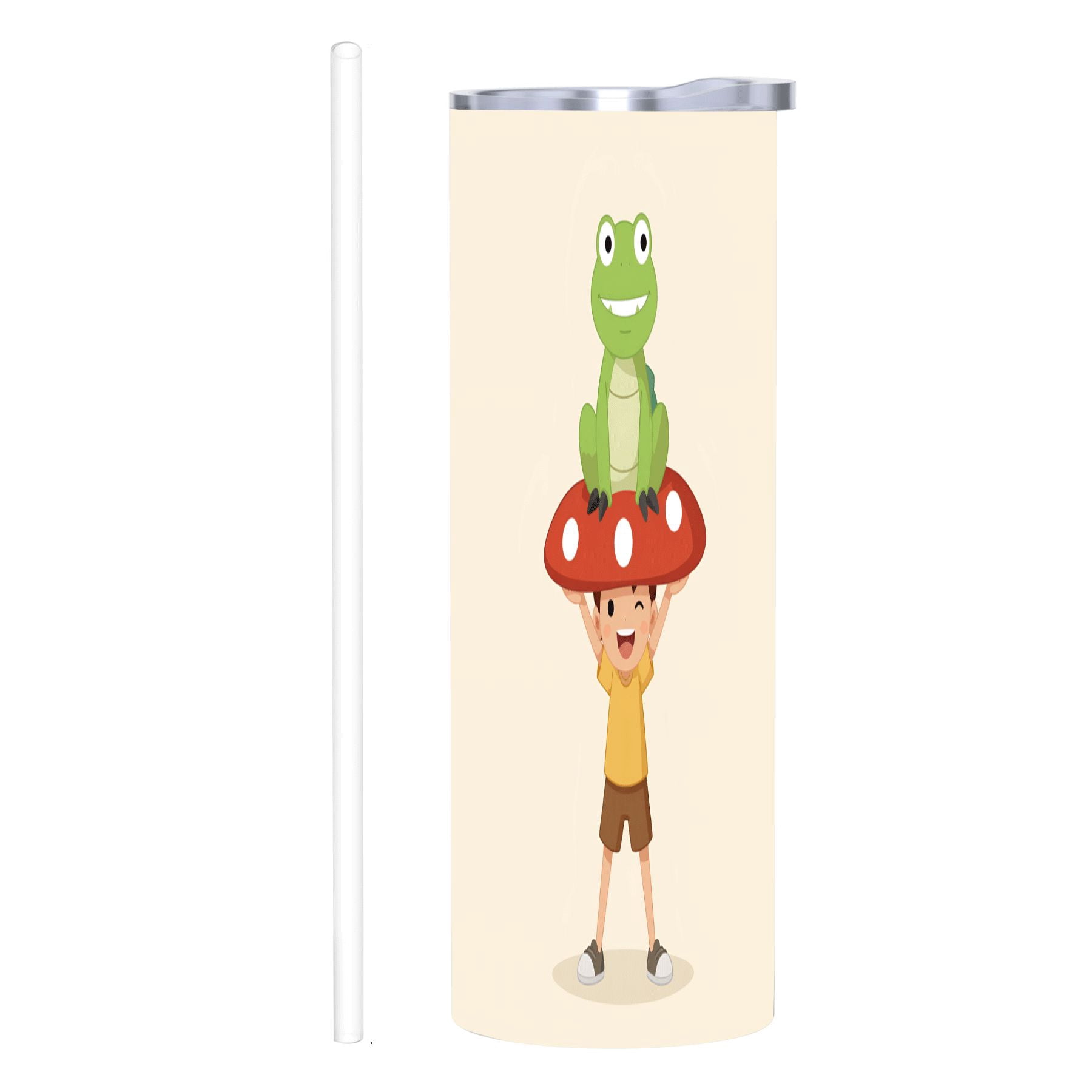 20 oz Stainless Steel Insulated Tumbler - Cute Frog & Mushroom Design ...