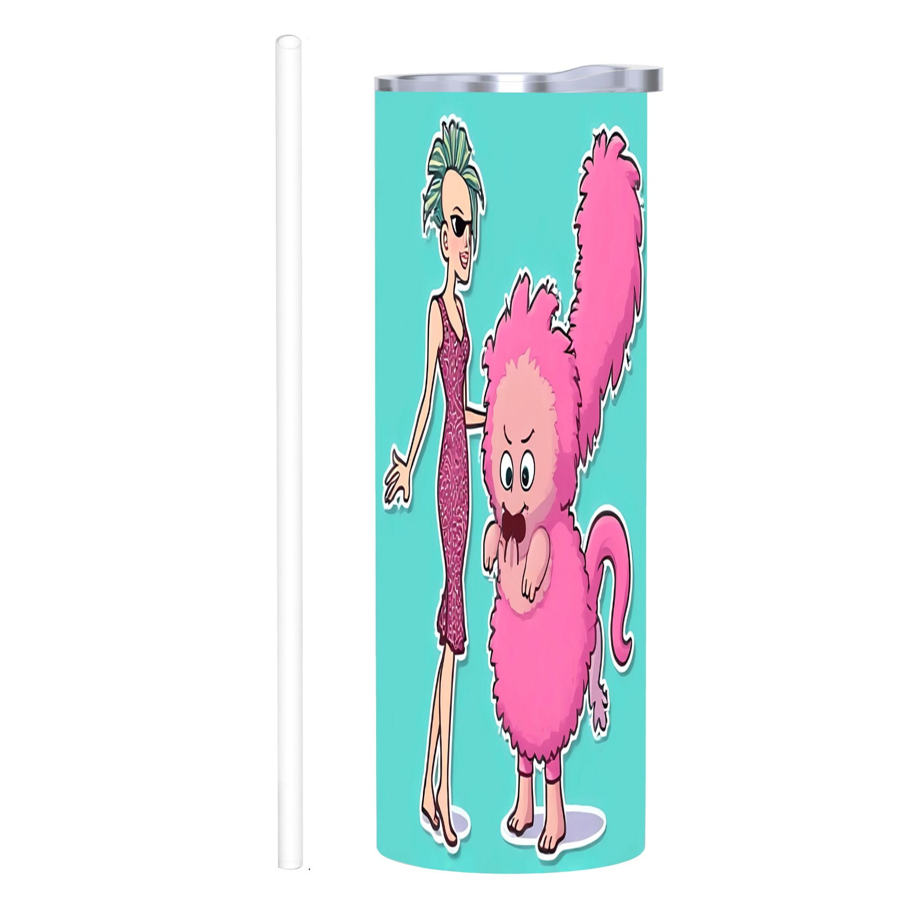 20 oz Stainless Steel Insulated Tumbler - Cute Pink Fluffy Creature ...