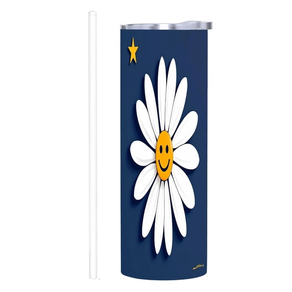 20 oz Stainless Steel Insulated Tumbler - Daisy with Yellow Star Design ...