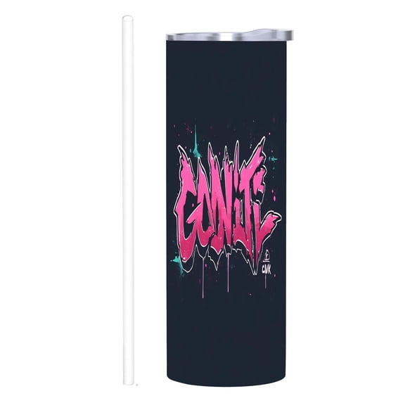 20 oz Stainless Steel Insulated Tumbler - Dark Blue Graffiti Design ...