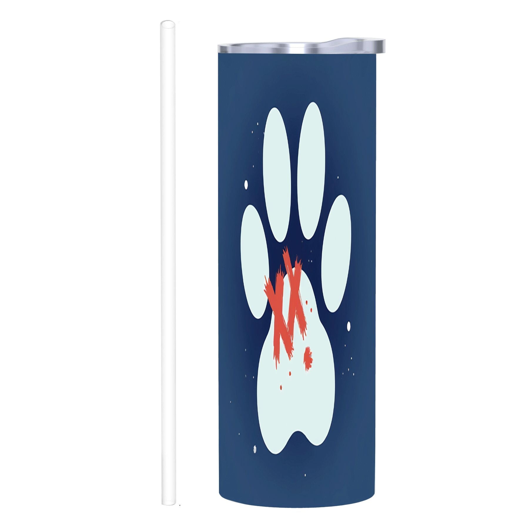 20 oz Stainless Steel Insulated Tumbler - Dark Blue with Artistic White ...