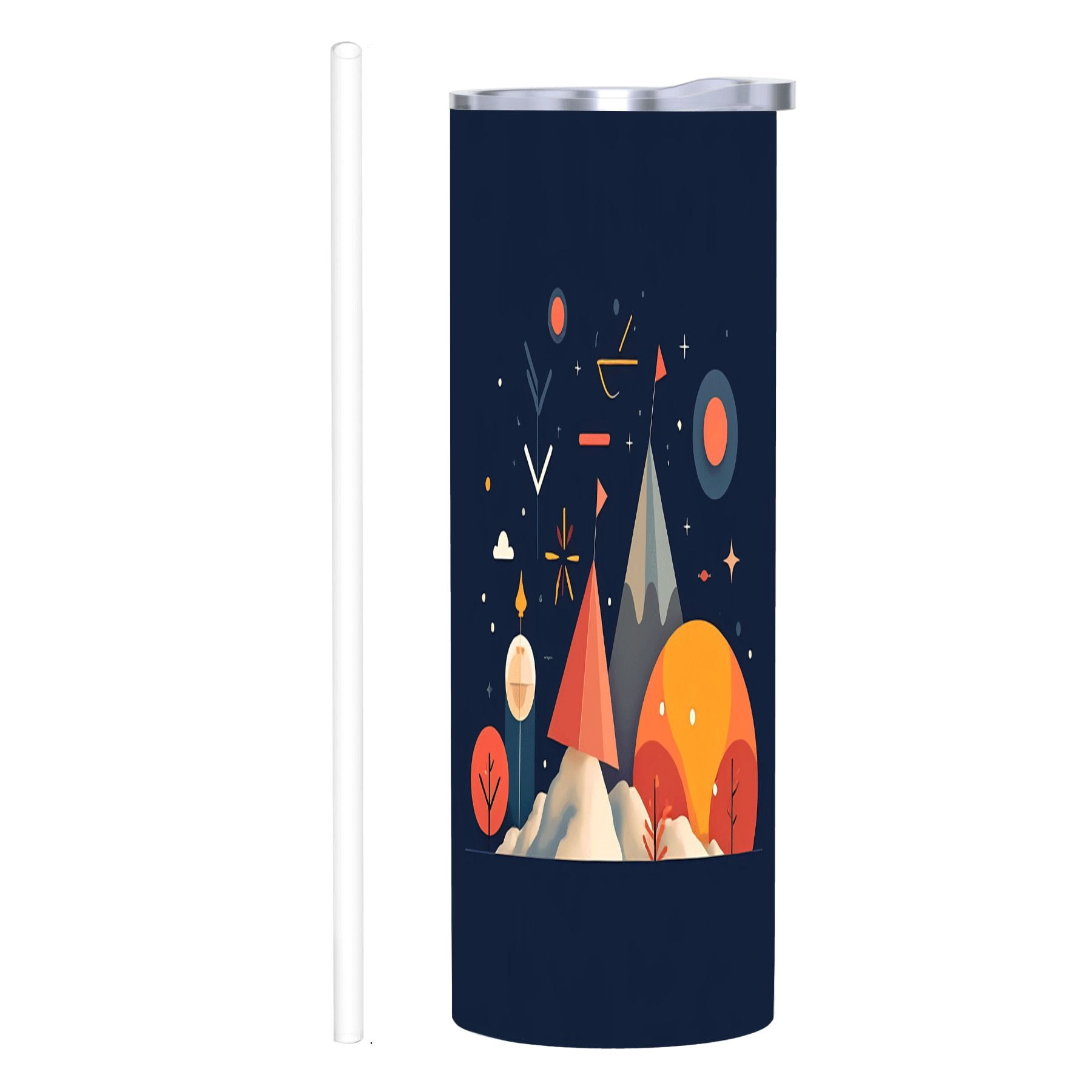 20 oz Stainless Steel Insulated Tumbler - Dark Blue with Colorful ...